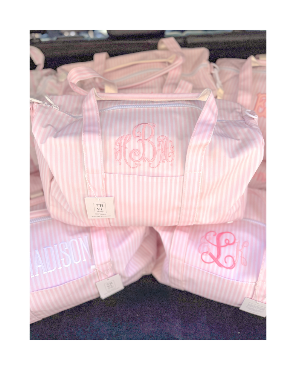 TRVL Weekender Duffel – Pimlico Stripe Pink – The Tiny Duckie