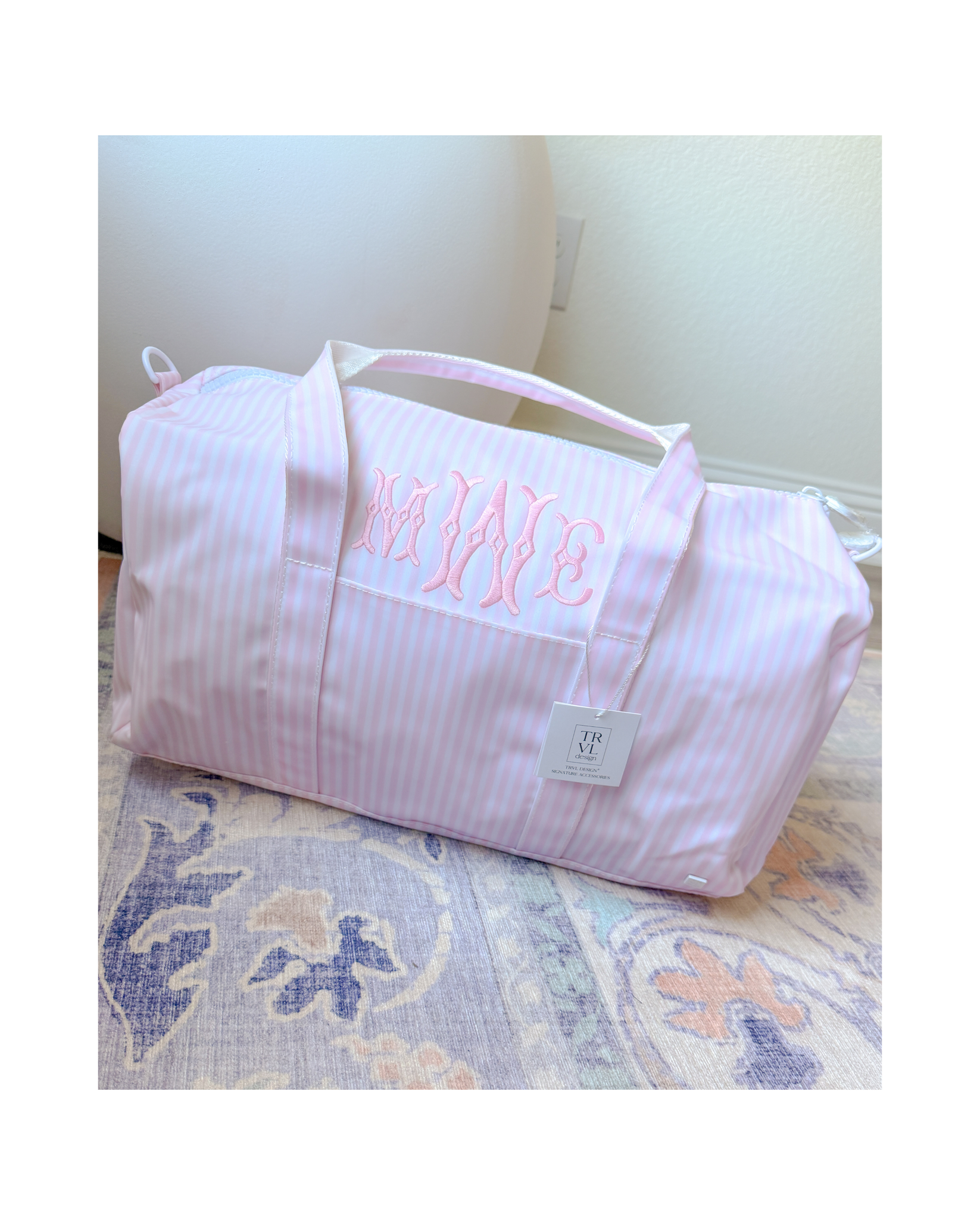 TRVL Weekender Duffel – Pimlico Stripe Pink – The Tiny Duckie
