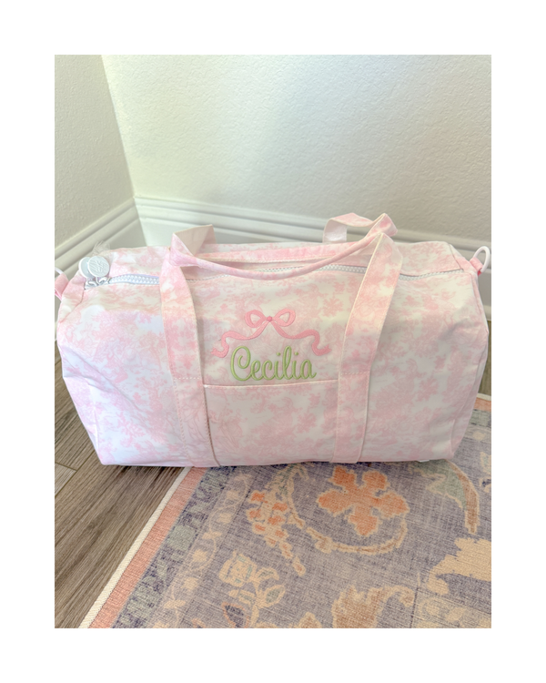 TRVL Weekender Duffel Bag - Bunny Toile Pink – The Tiny Duckie